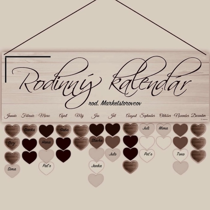 Drevený rodinný kalendár :: suveníry, darčeky, ručne vyrábané a ...